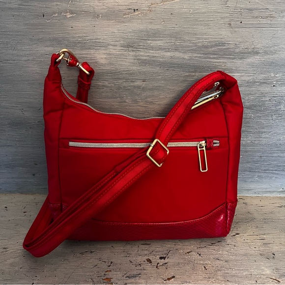 Pacsafe | Bags | Travelsmith By Pac Safe Red Going Places Crossbody Bag ...